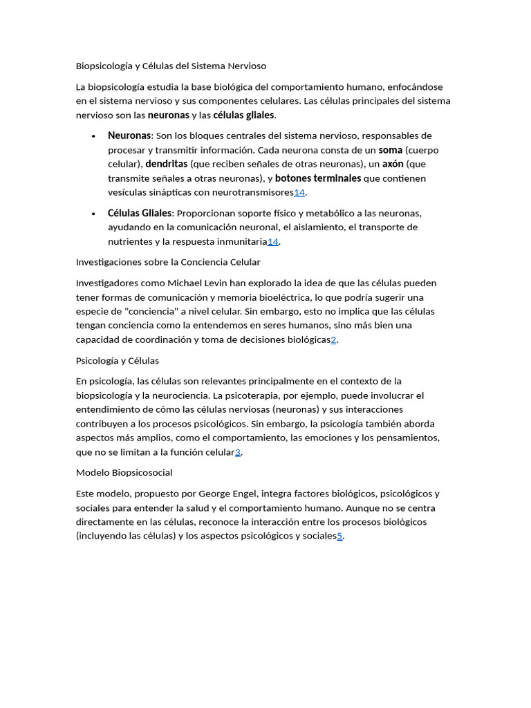 Biopsicología y Células Del Sistema Nervioso | PDF