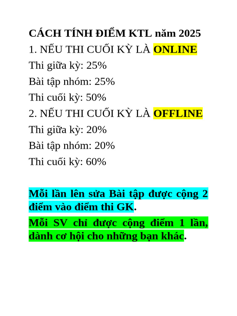 Cach Tinh Diem KTL 2025 | PDF