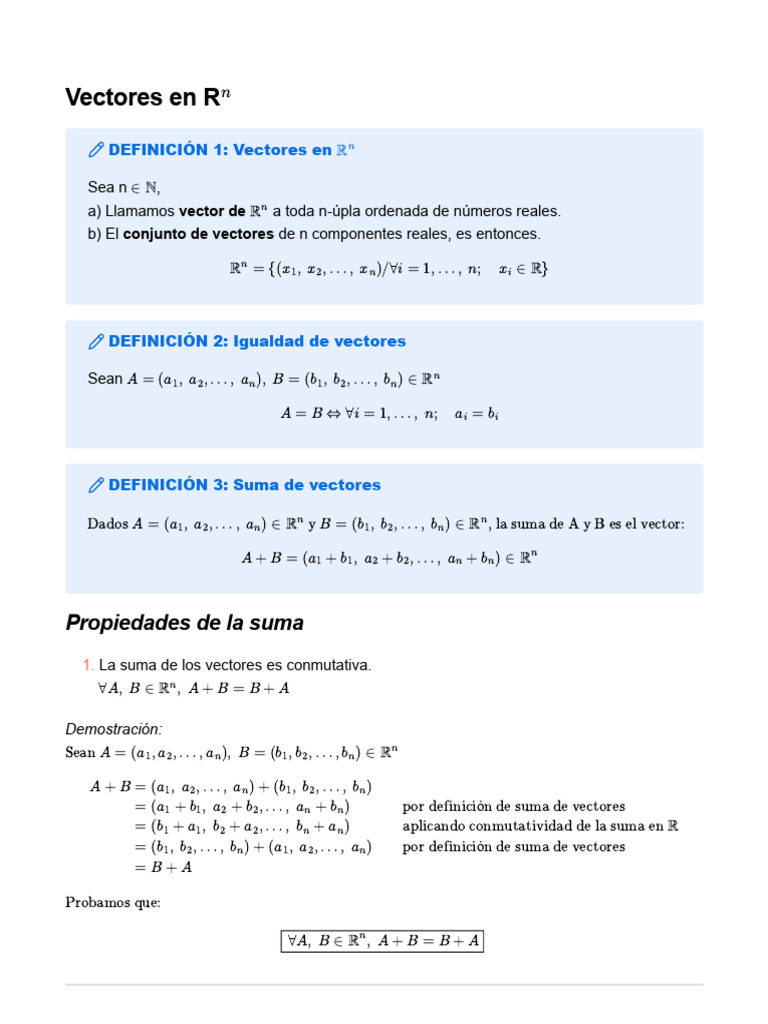 Vectores en RN | PDF | Espacio vectorial | Vector Euclidiano