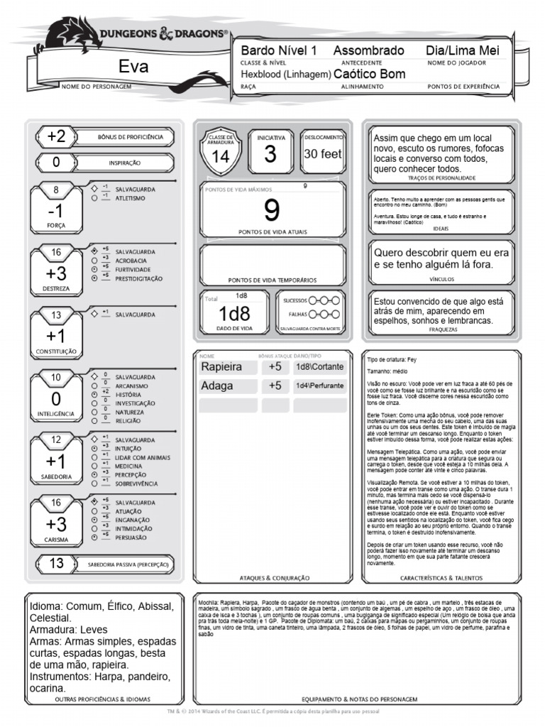 Ficha - Eva - Barda | PDF