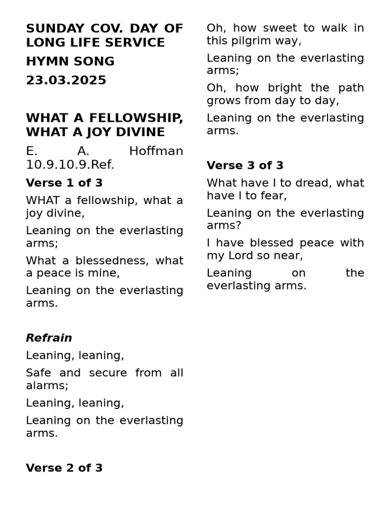 What a Fellowship Hymn Lyrics | PDF