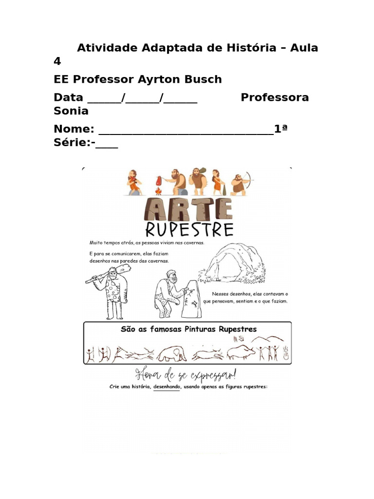 Atividades Adaptadas 1 Série História Aula 3 1 Bimestre Pdf