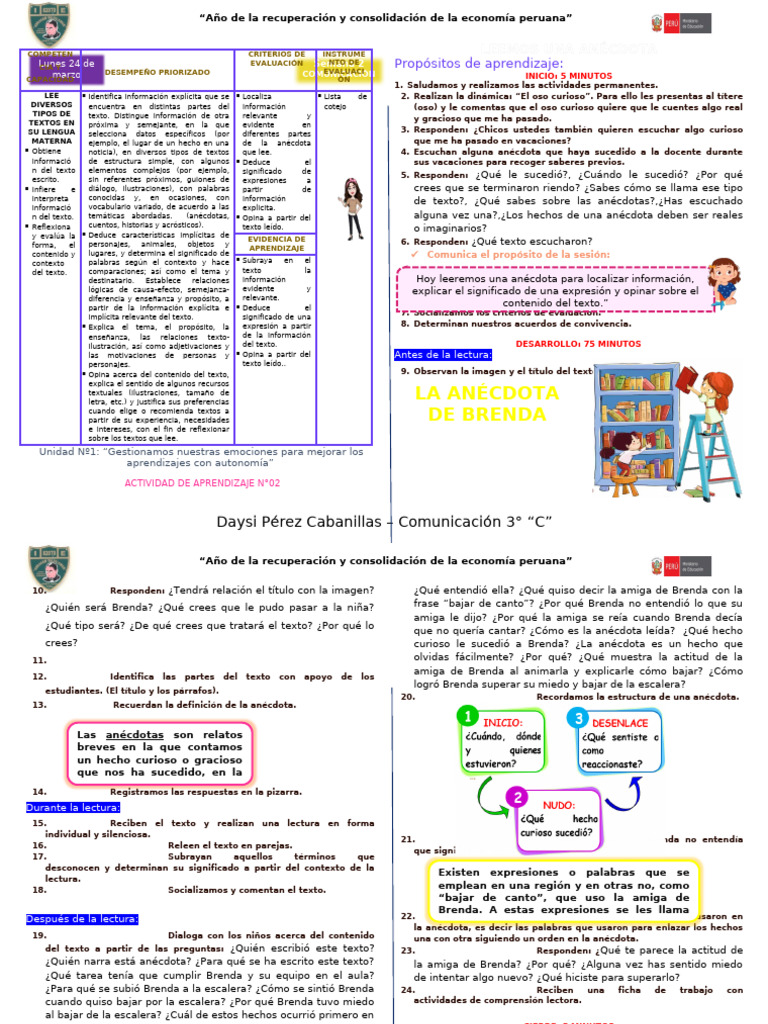 Leemos Una Anécdota | PDF | Información | Comprensión lectora