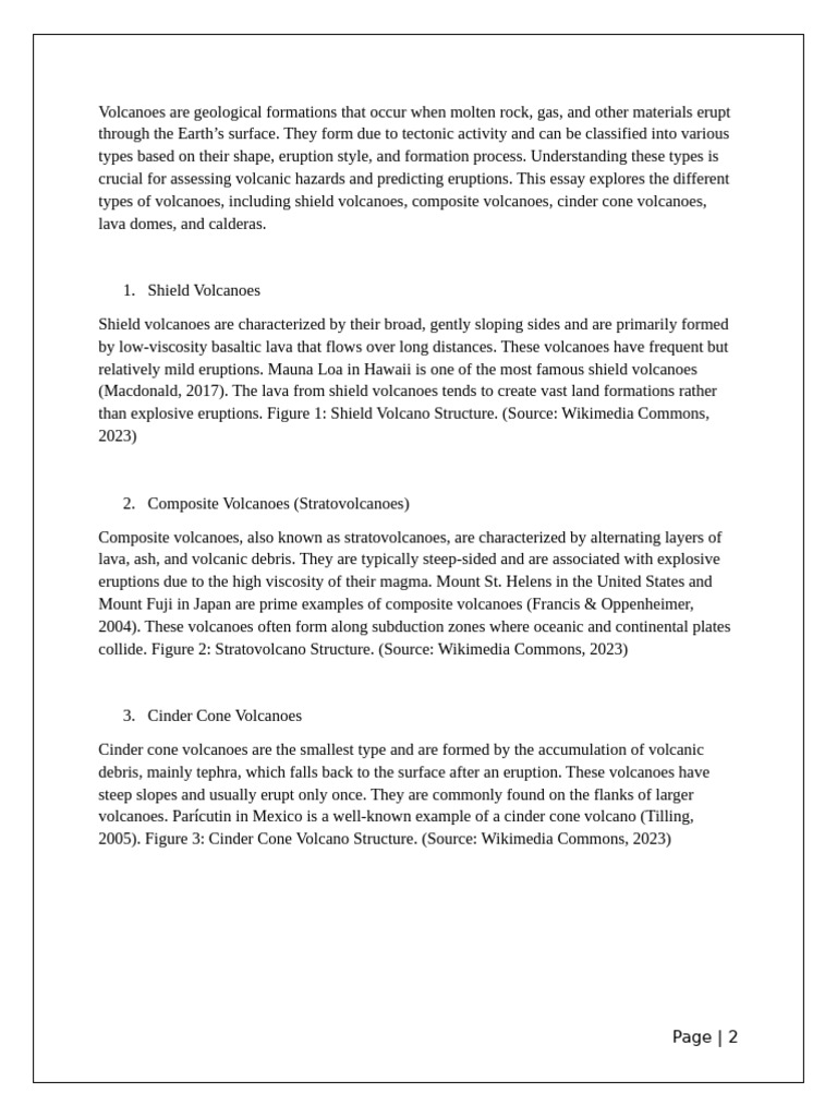 Essay On Types of Volcano | PDF | Volcano | Lava