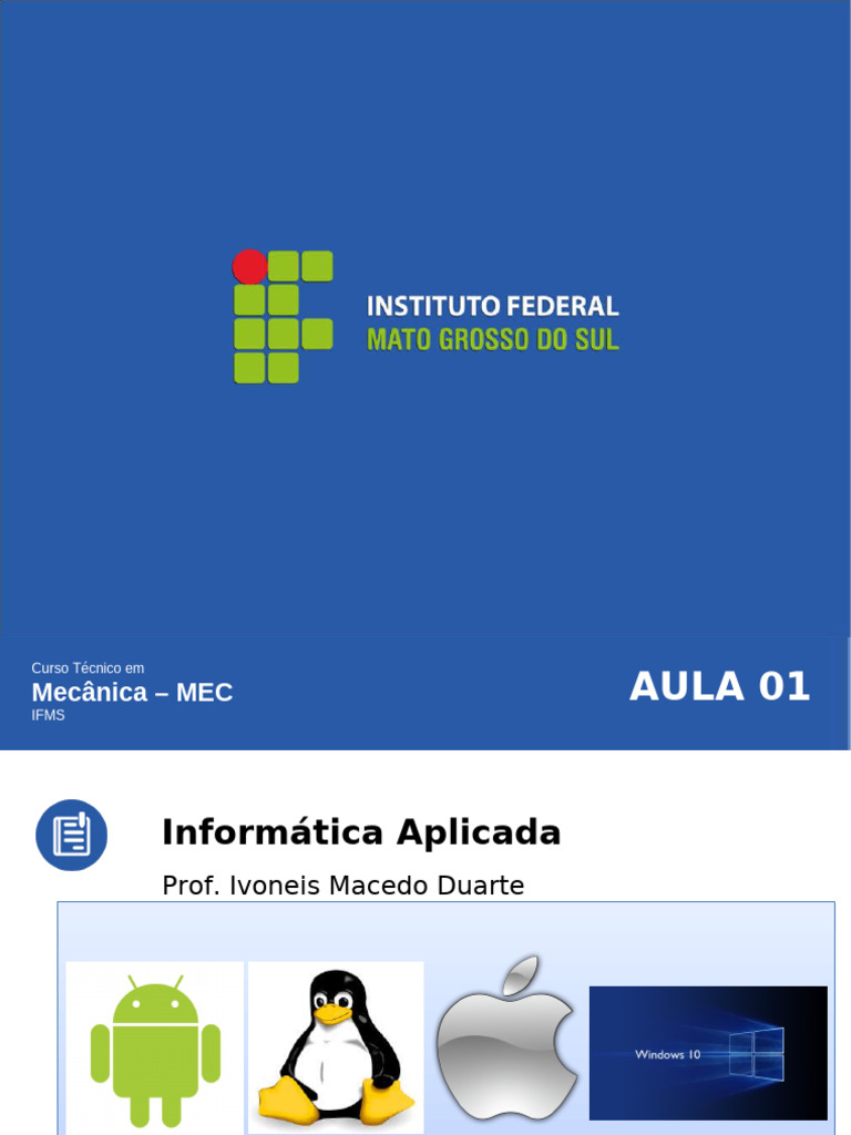 Tec Inf - Informática Aplicada - Aula 1 | PDF | Rede de computadores | Servidor (informática)