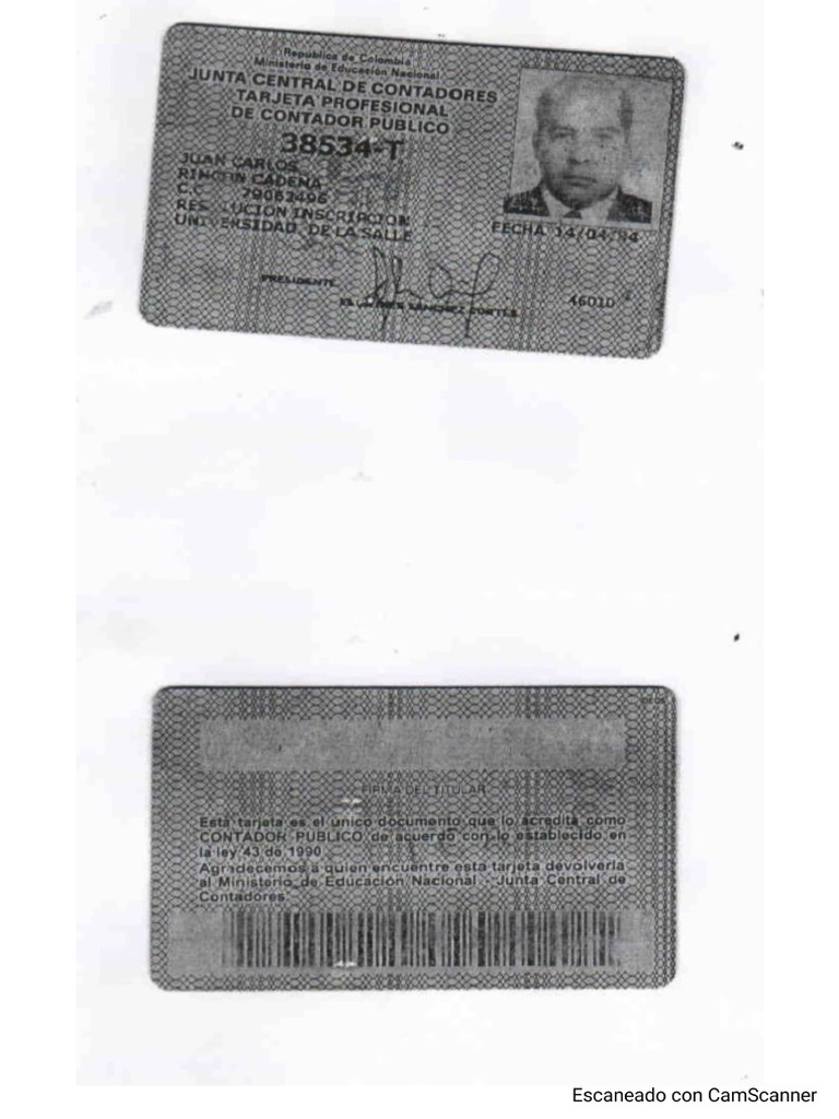 Tarjeta Profesional Contador | PDF