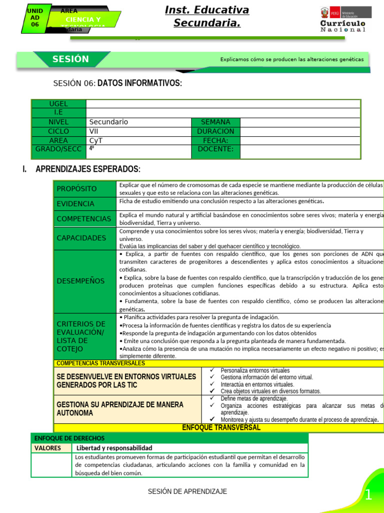 D-4º Ses Act 7-Cyt-Und 6 | PDF | Aprendizaje | Maestros