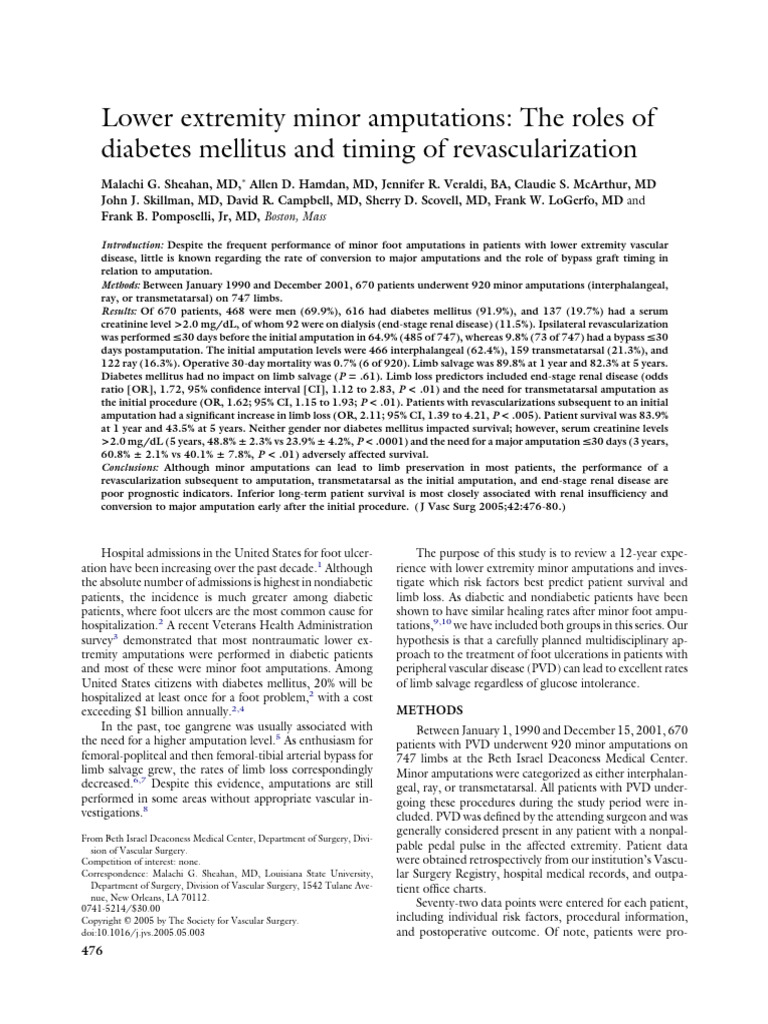 Lower Extremity Minor Amputations The Ro | PDF | Amputation | Internal Medicine