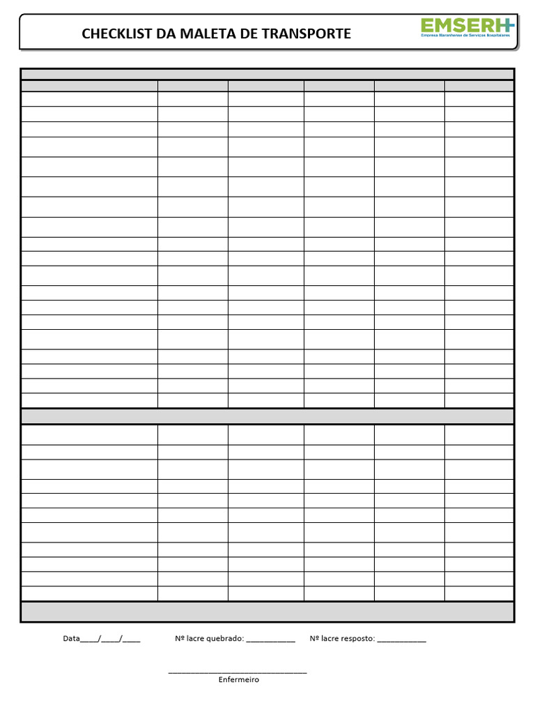 Checklist Completo de Maleta de Transporte | PDF