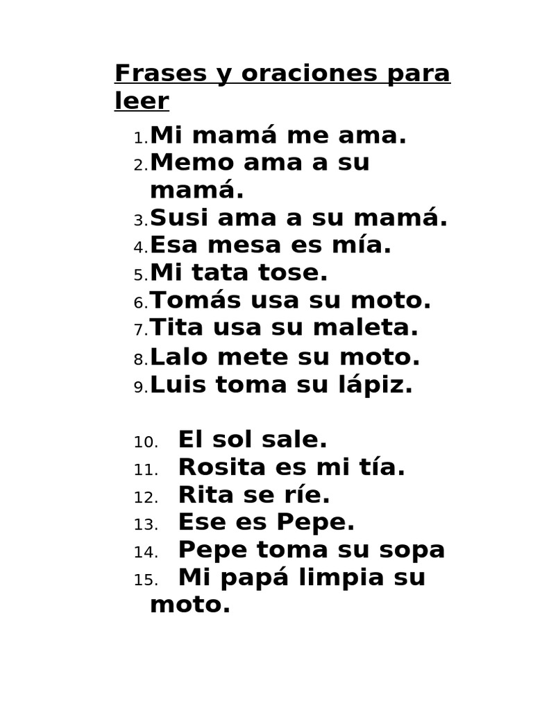 Frases y Oraciones para Leer | PDF