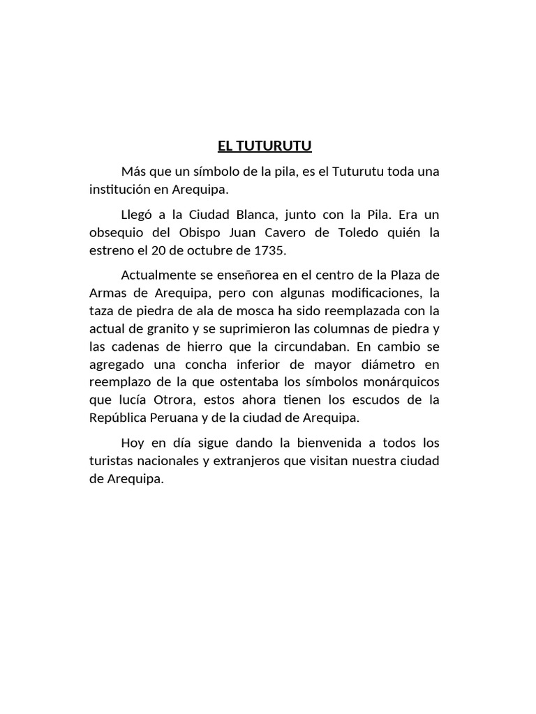 La Leyenda del Tuturutu en Arequipa | PDF