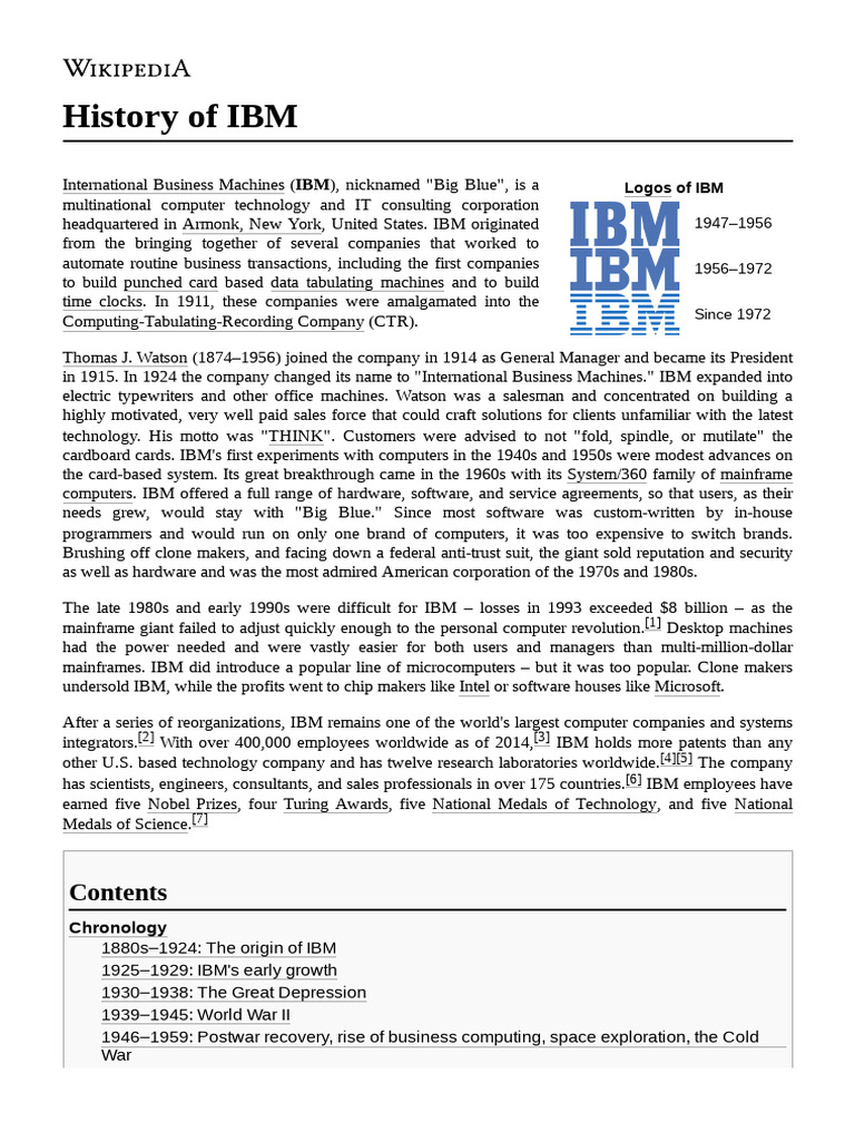 HistoryOfIBM | PDF | Ibm | Computing