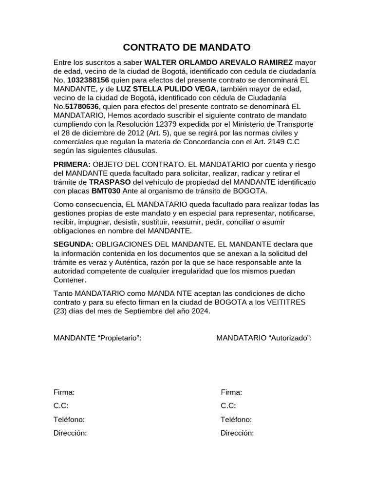 Contrato de Mandato | PDF