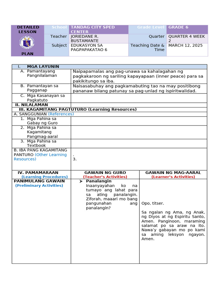 Detailed Lesson Plan Ap | PDF