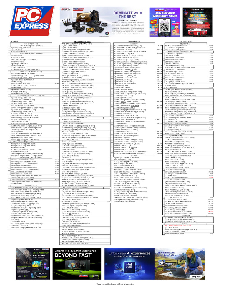 Dealers Pricelist of PC Parts | PDF | Computing | Computer Architecture
