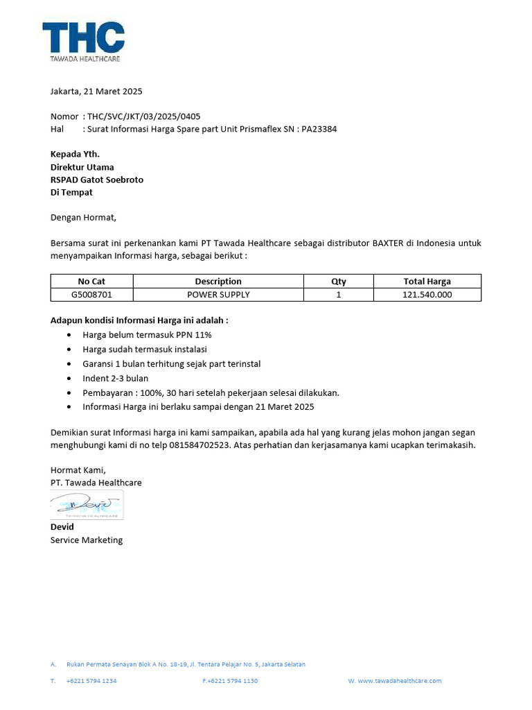 405 RSPAD GATOT SOEBRPTO - Informasi Harga Spare Part Unit Prismaflex ...