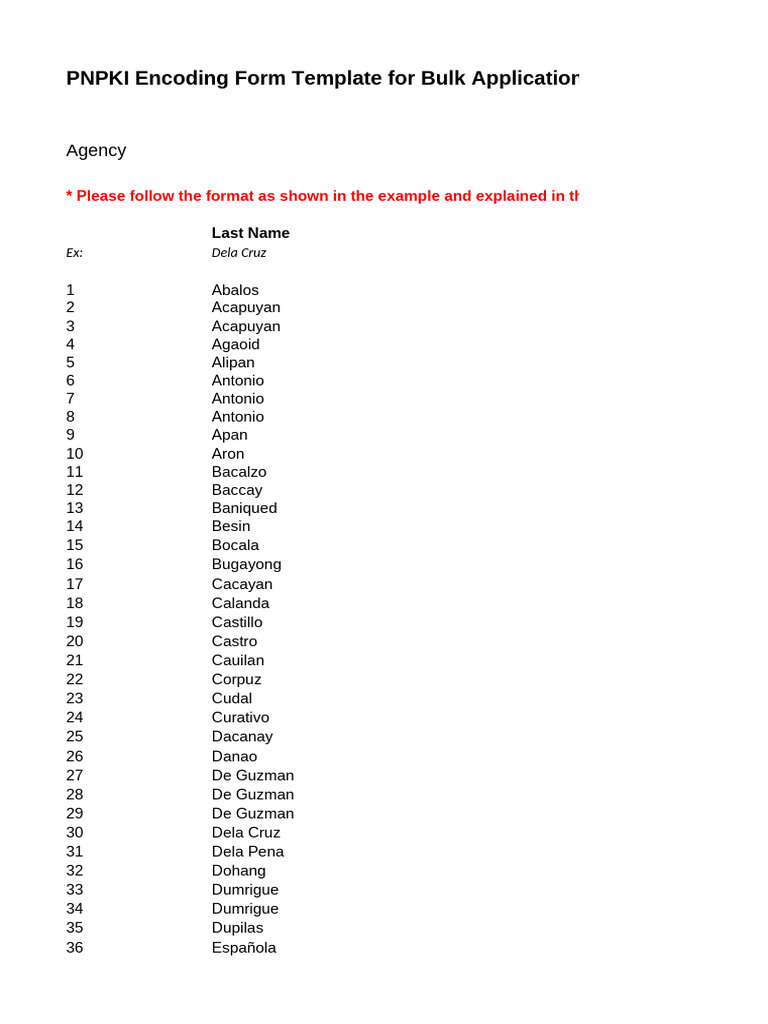 ALICIA NORTH DISTRICT-PNPKI Encoding Form Template For Bulk Application ...