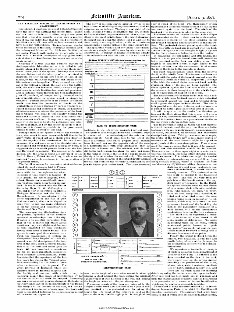 the-bertillon-system-of-identification-by-measurement-1897 | PDF | Hand ...