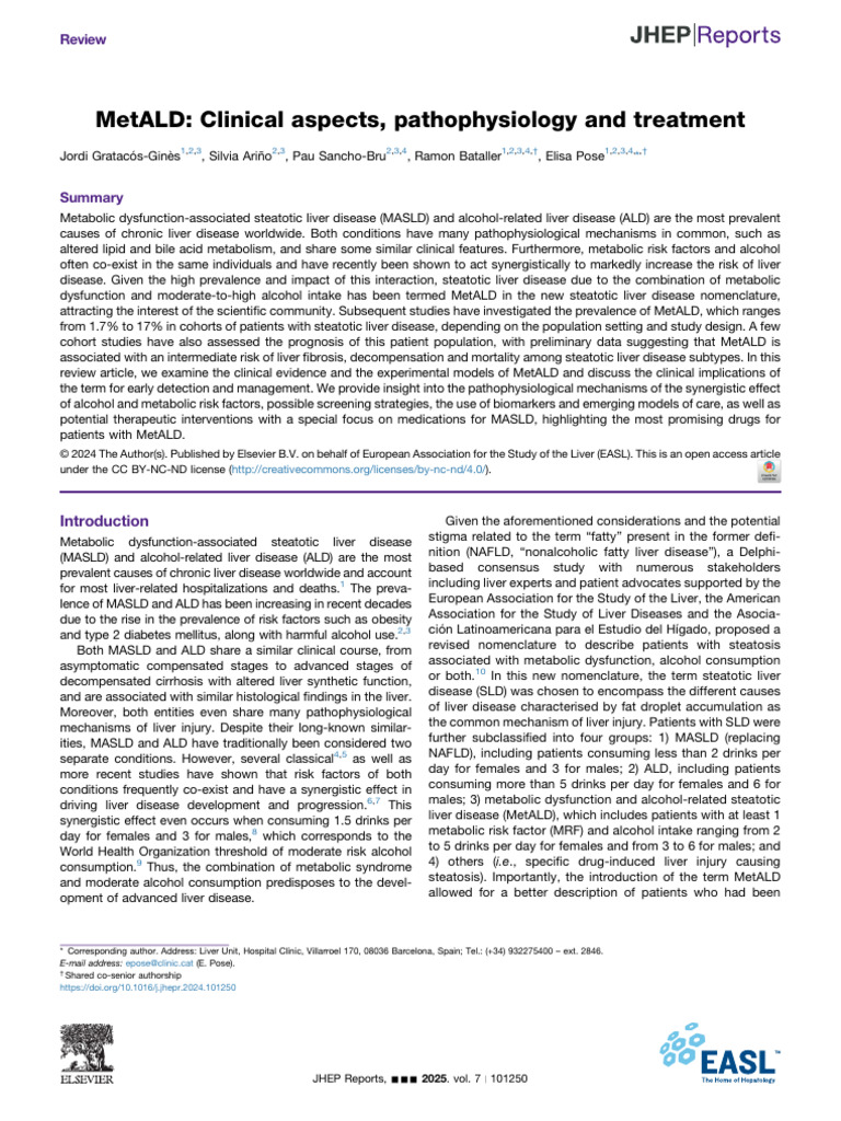 MetALD: Clinical Insights and Treatment | PDF | Cirrhosis | Inflammation
