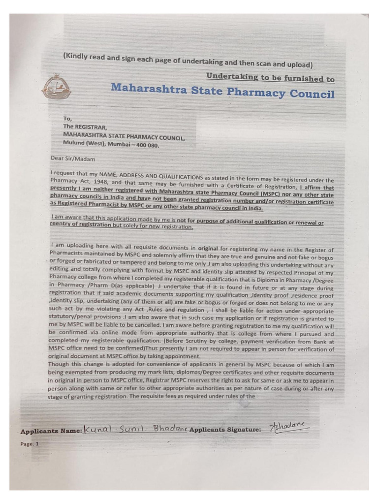 Undertaking Form | PDF