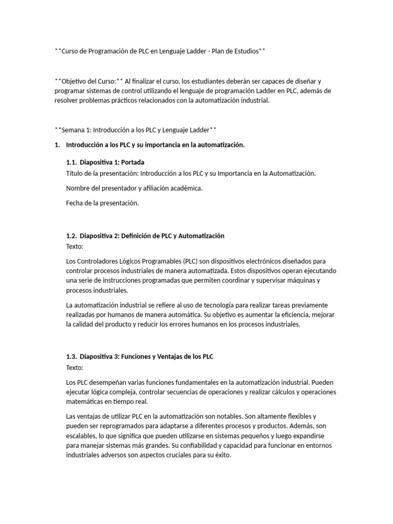 Curso de Programación de PLC en Lenguaje Ladder | PDF | Controlador ...