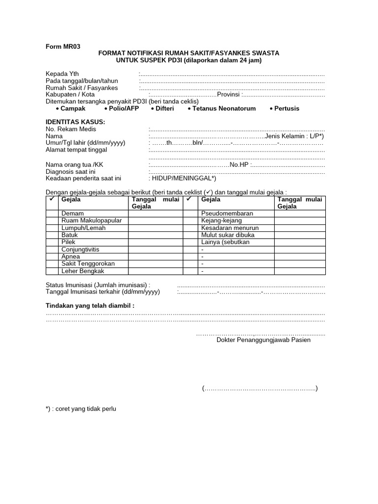 Form MR03 Form PD3I | PDF