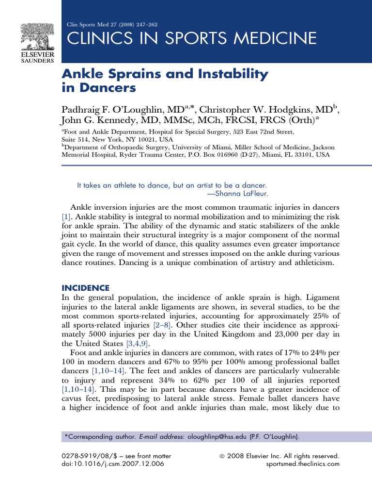 Ankle Sprains and Instability in Dancers | PDF | Ankle | Foot