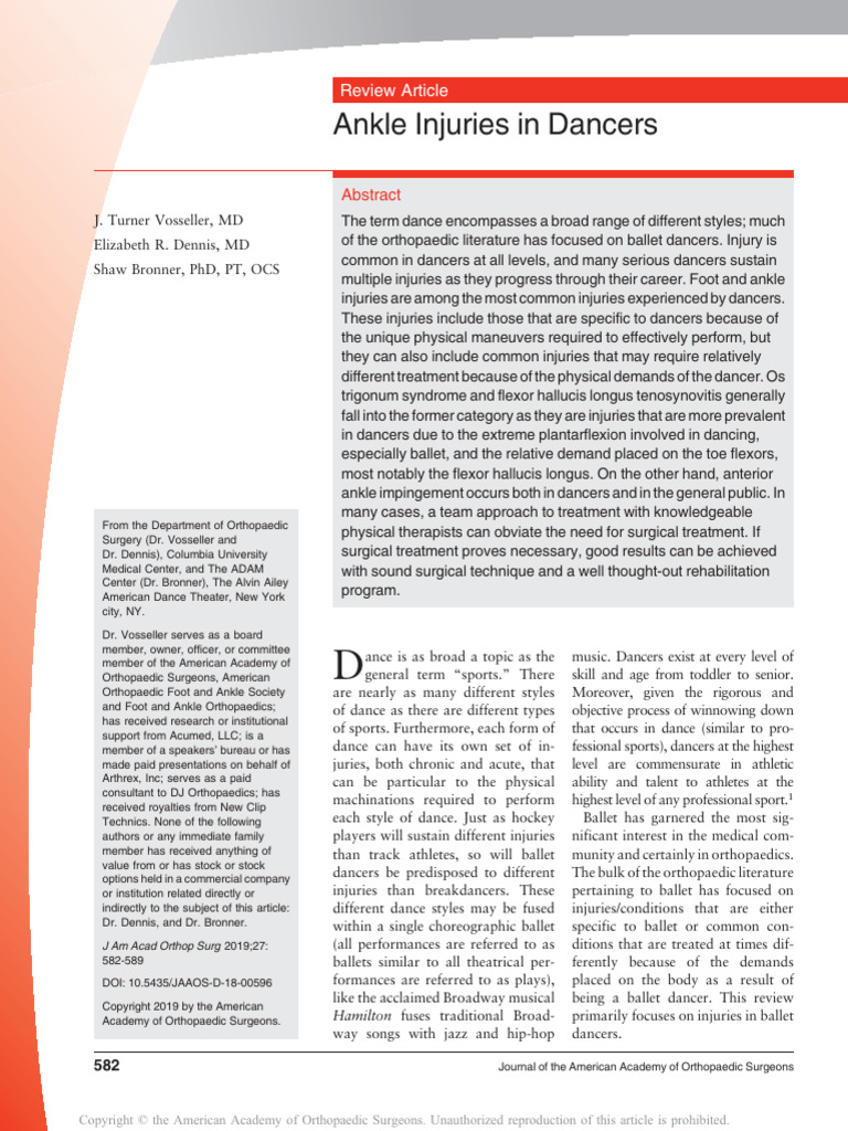 Ankle Injuries in Dancers | PDF | Foot | Ankle