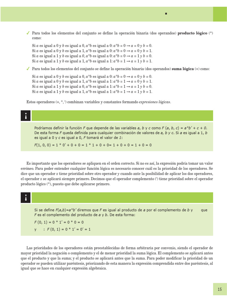 Operaciones Lógicas en Sistemas Digitales | PDF | Álgebra de Boole ...