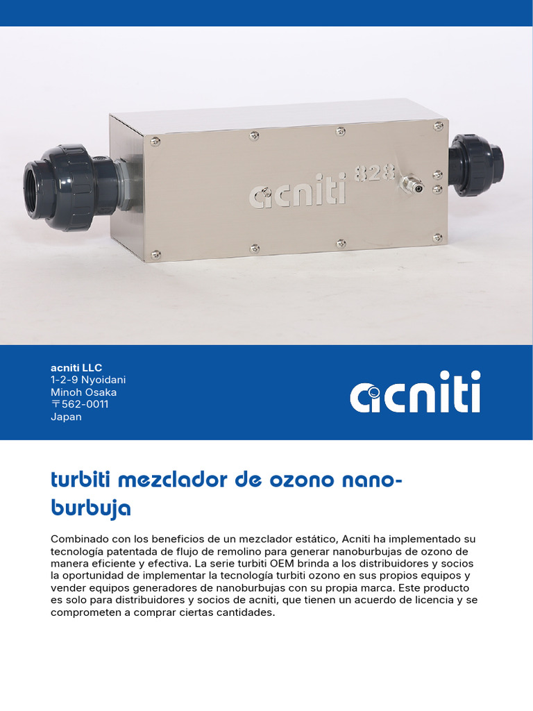 Acniti Turbiti Ozone Nano Bubble Mixer Oem - Es | PDF | Litro | Galón