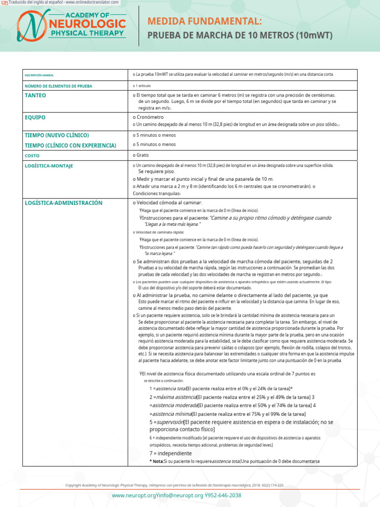 Core Measure 10 Meter Walk Test (10mwt) - Final - En.es | PDF