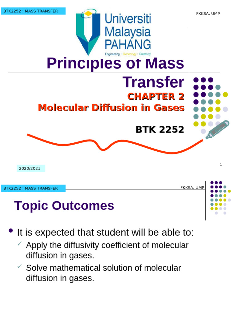 Chapter 2 Molecular Diffusion in Gas - Part 1 2 | PDF | Diffusion | Gases