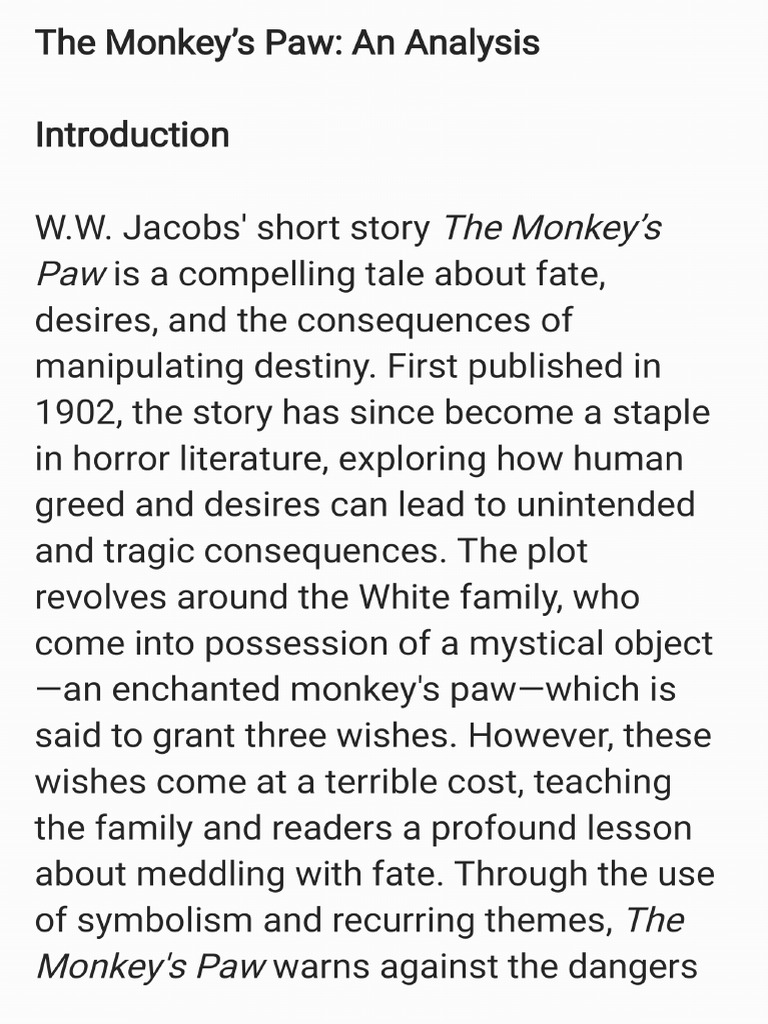 Monkey’s Paw | PDF