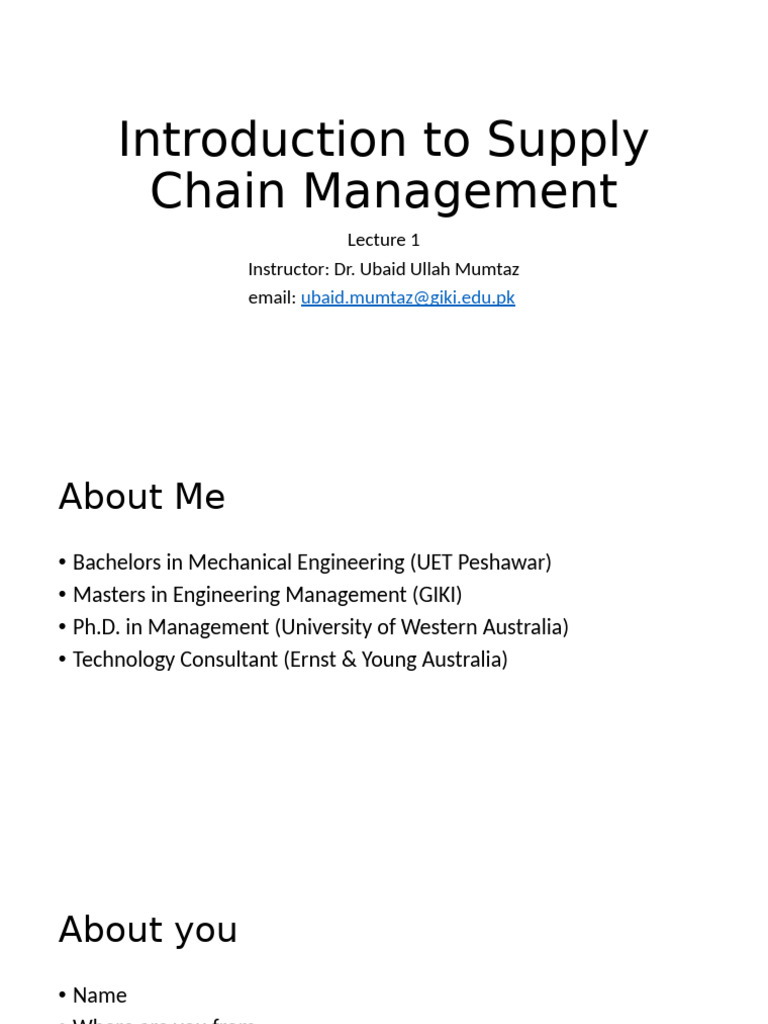 Lecture 1 & 2 - Intro To SCM | PDF | Supply Chain | Supply Chain Management