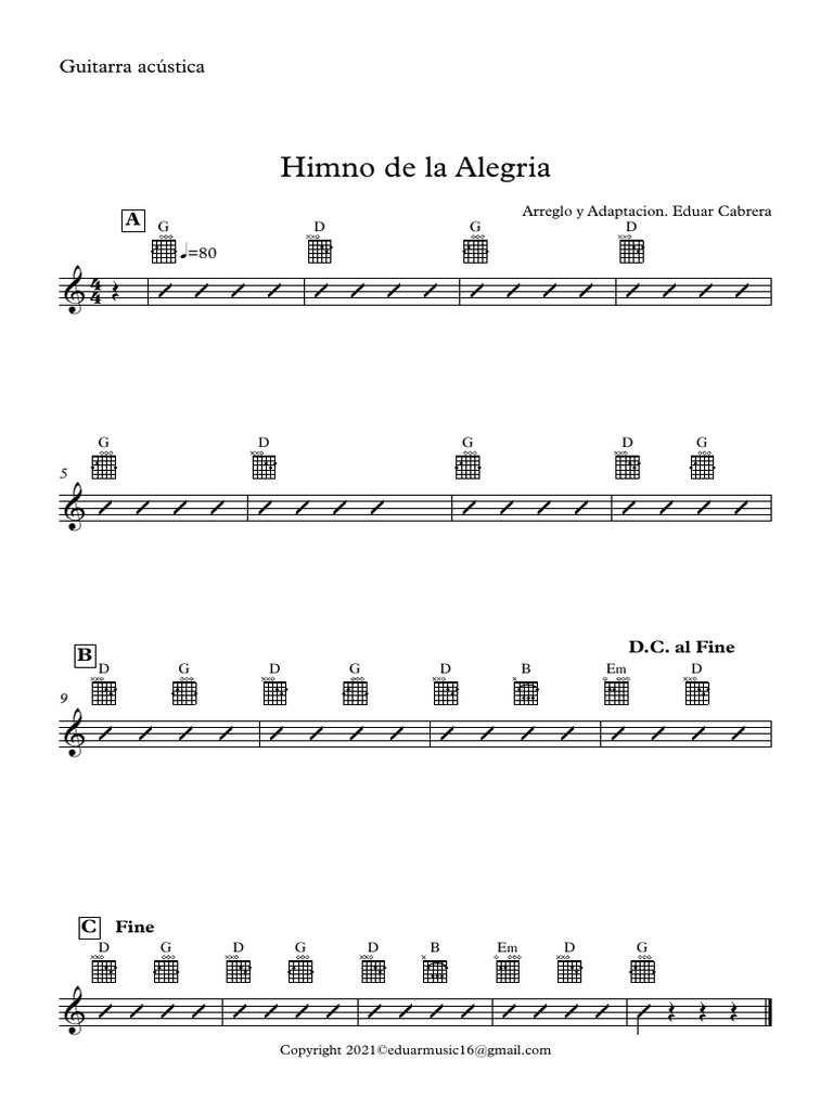 Himno de La Alegria - Guitarra Acústica | PDF