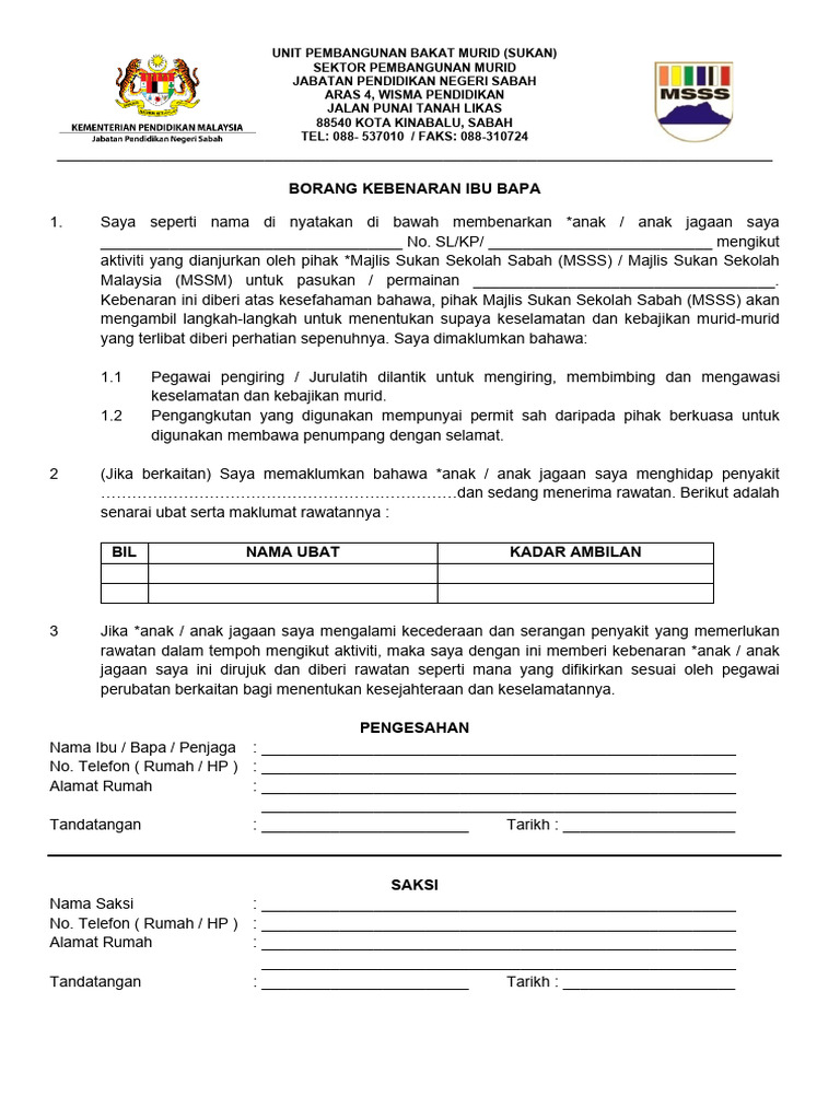 Kebenaran Ibu Bapa Msss | PDF