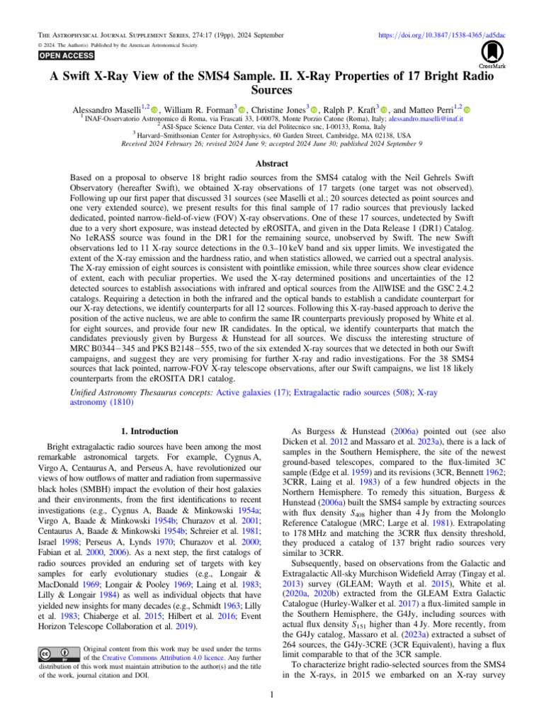 X-Ray Analysis of SMS4 Radio Sources | PDF | Galaxy | Infrared