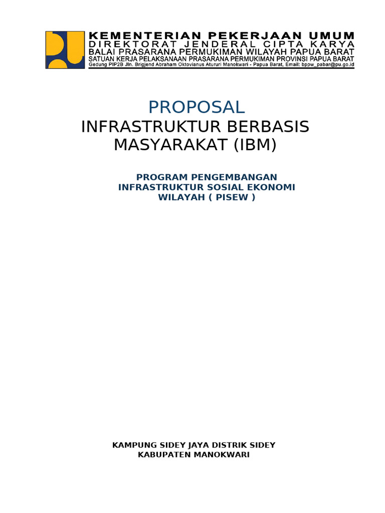Proposal Usulan PISEW - Manokwari Sidey Jaya | PDF