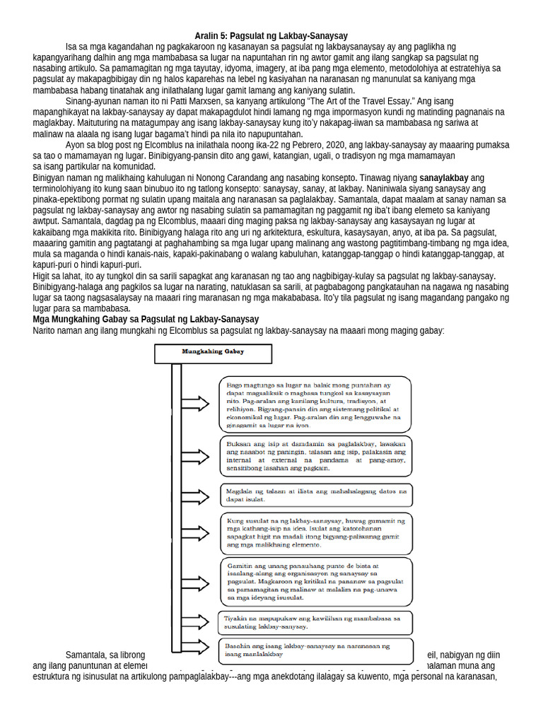 Aralin-5-PAGSULAT-NG-LAKBAY-SANAYSAY | PDF