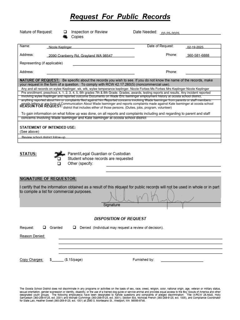 Public Record Request Form | PDF | Social Ethics | Equality Rights