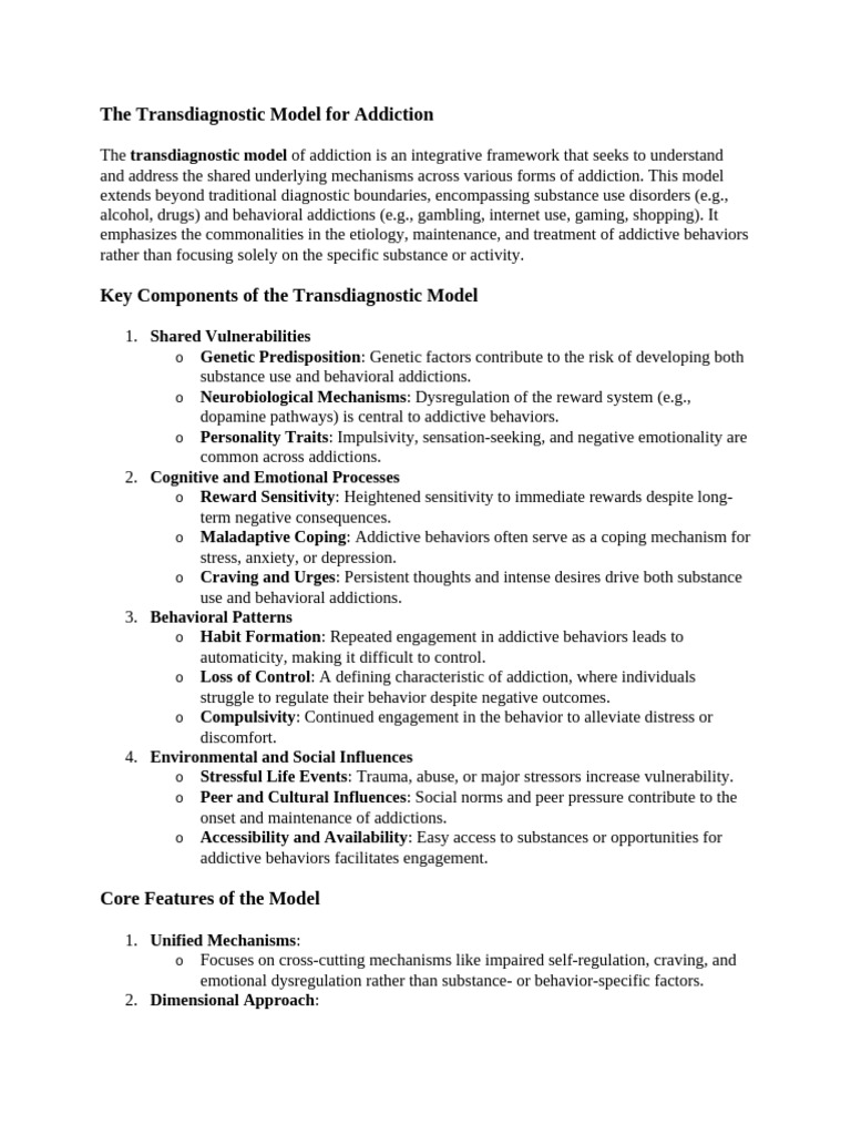 The Transdiagnostic Model For Addiction | PDF | Emotional Self ...
