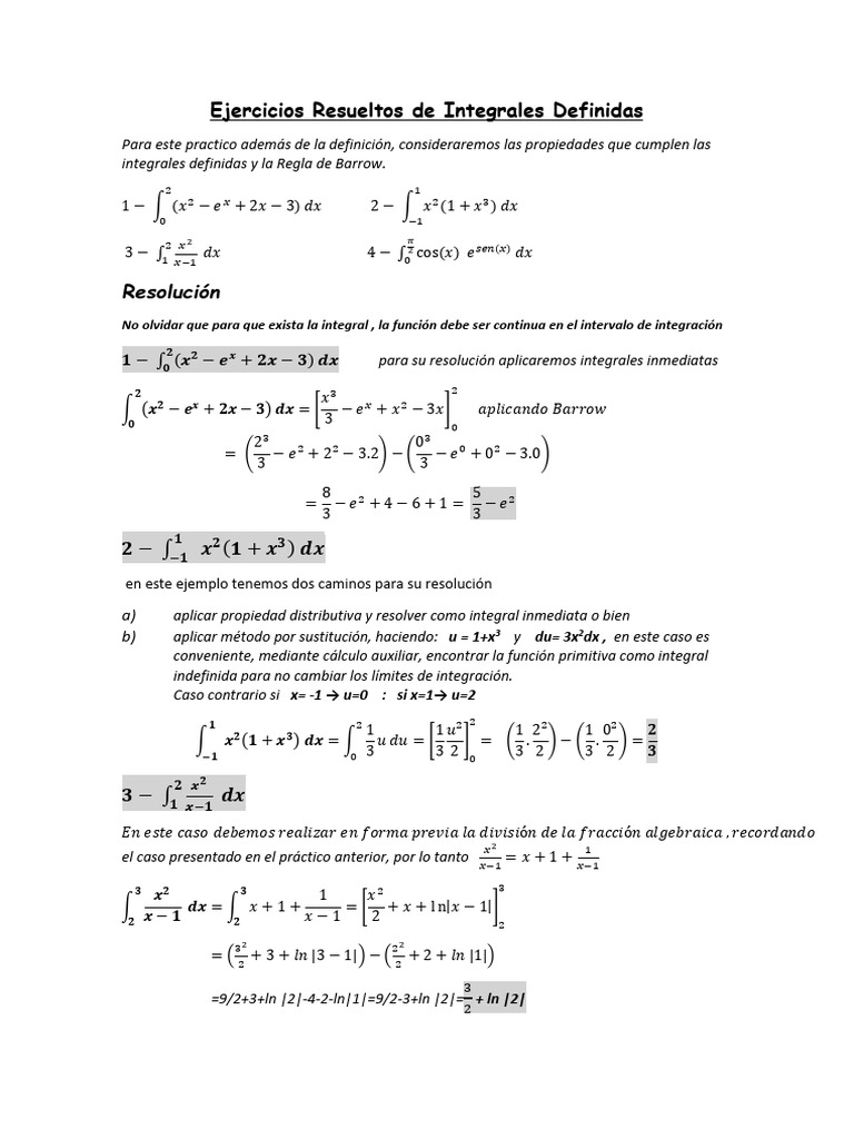 Ejercicios Resueltos de Integrales Definidas | PDF | Integral | Zona