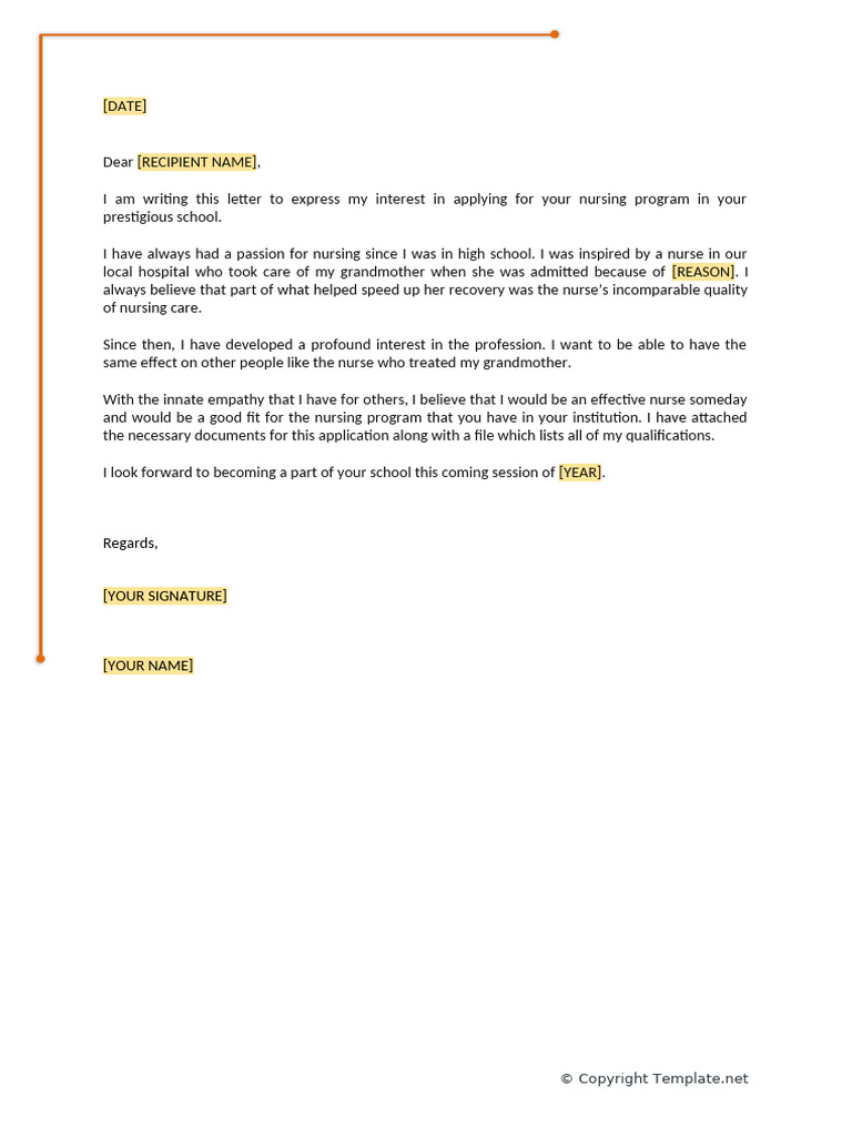 Nursing School Application Letter | PDF