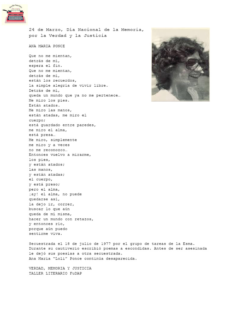 Poemas de Ana María Ponce sobre memoria | PDF