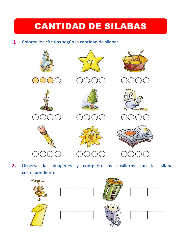 Cantidad de Silabas para Primero de Primaria | PDF