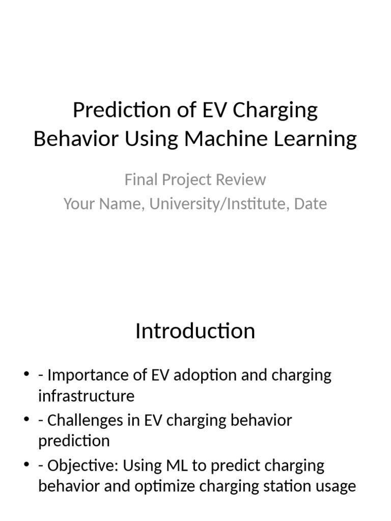 EV Charging Prediction Presentation | PDF