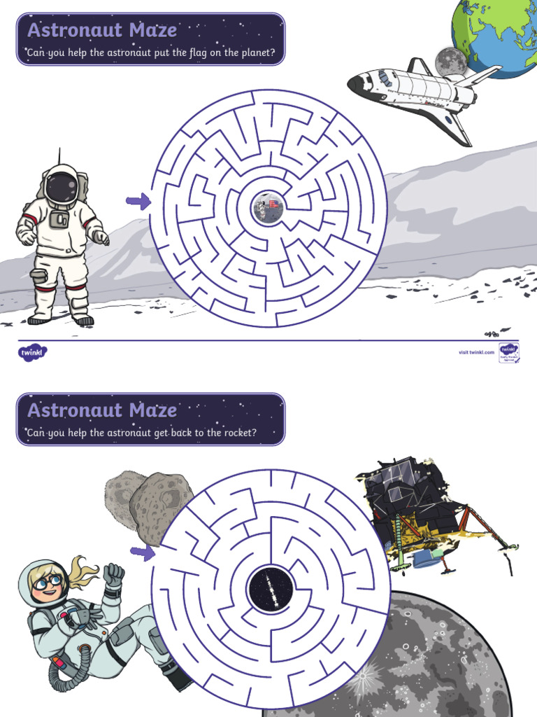 T TP 1658835027 Astronaut Maze Activity Worksheets - Ver - 1 | PDF