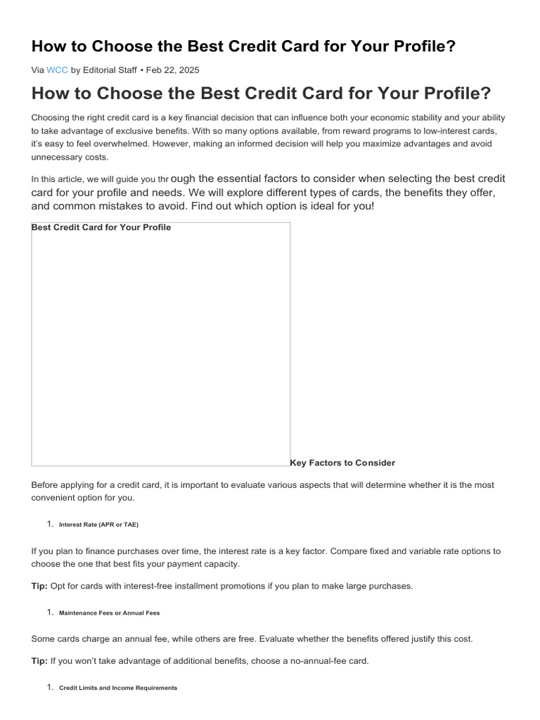 Choosing Your Ideal Credit Card | PDF | Credit Card | Financial Services