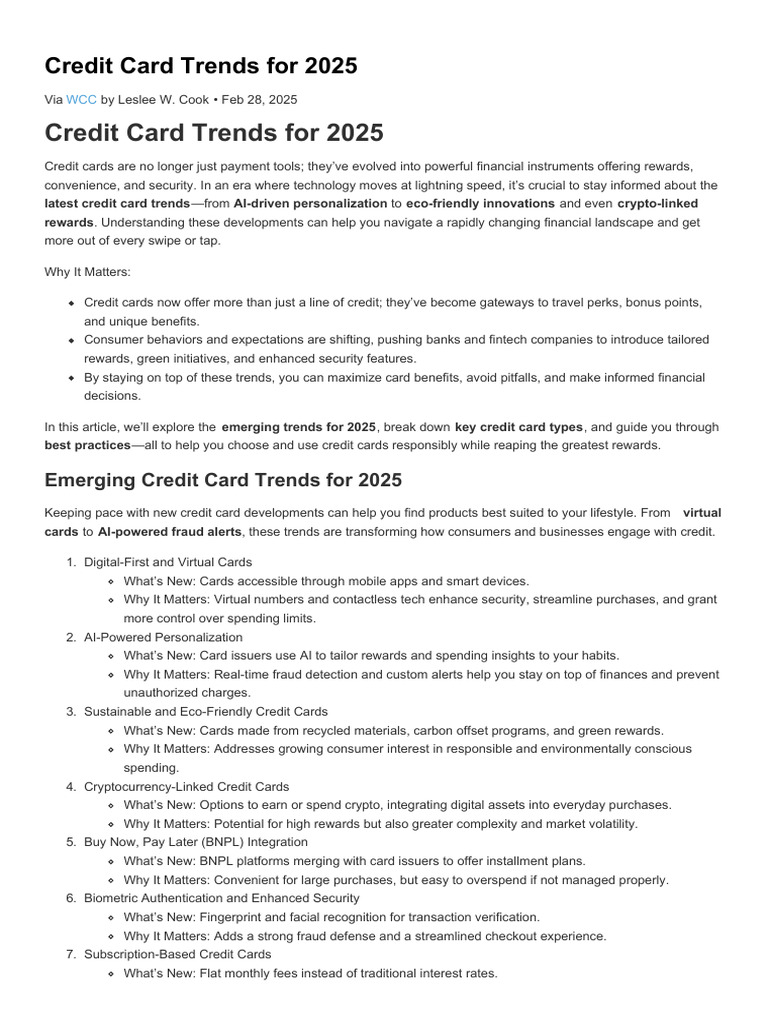 Credit Card Trends For 2025 | PDF | Credit Card | Business