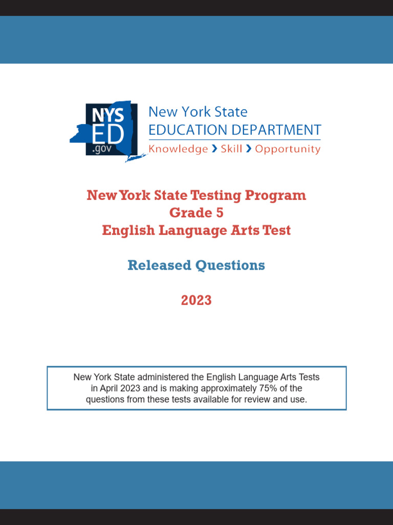 2023 NY Grade 5 ELA Test Released Questions | PDF | Money | Multiple Choice